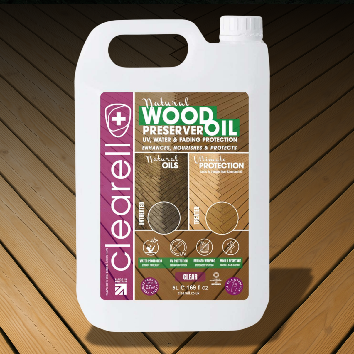 Clearell 5L - 100L | WOOD PRESERVER OIL | Clear – Water, UV, Mould Pro